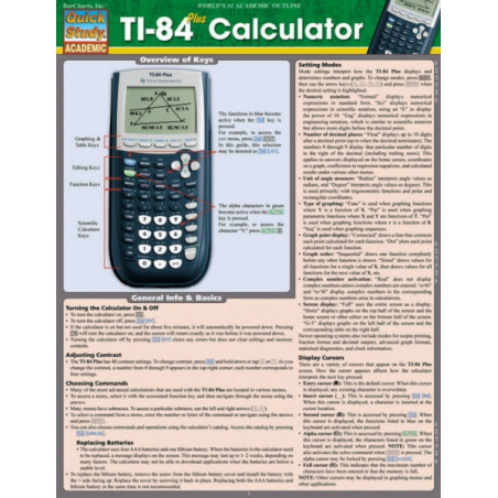 Math Quick Study Laminated Guide: TI-84 Plus Calculator EDM4664561,...